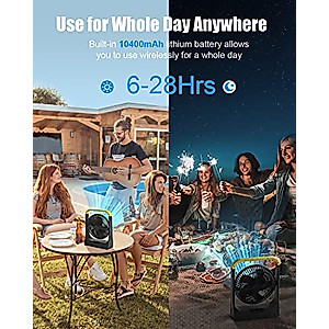 8-inch 10400mAh Battery Operated Fan(up to 28Hrs work time) - Portable Fan Rechargeable - USB Personal Desk Fan - Battery Powered Fan use for Bedroom, Desktop, Table, Office, Camping, and Outdoor