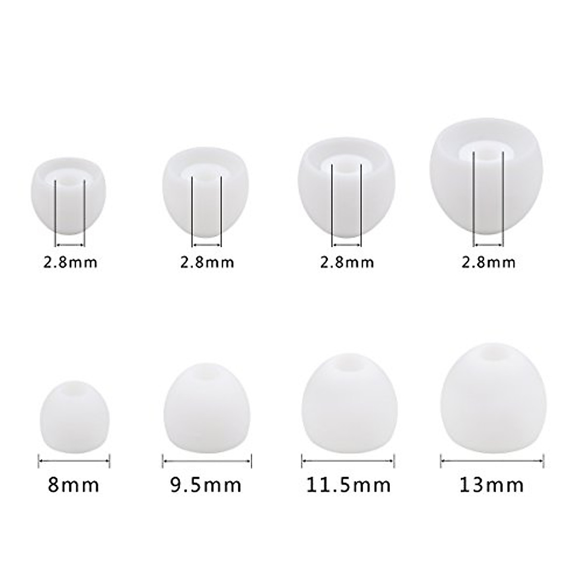 ALXCD Ear Tips for LG Tone Platinum HBS 1100 Earphone, XS/S/M/L 4 Sizes 8 Pairs Soft Silicone Replacement Earbud Tip, Fit for LG HBS1100 HBS-1100 LG Tone Platinum HBS 1100 [8 Pair] (White)