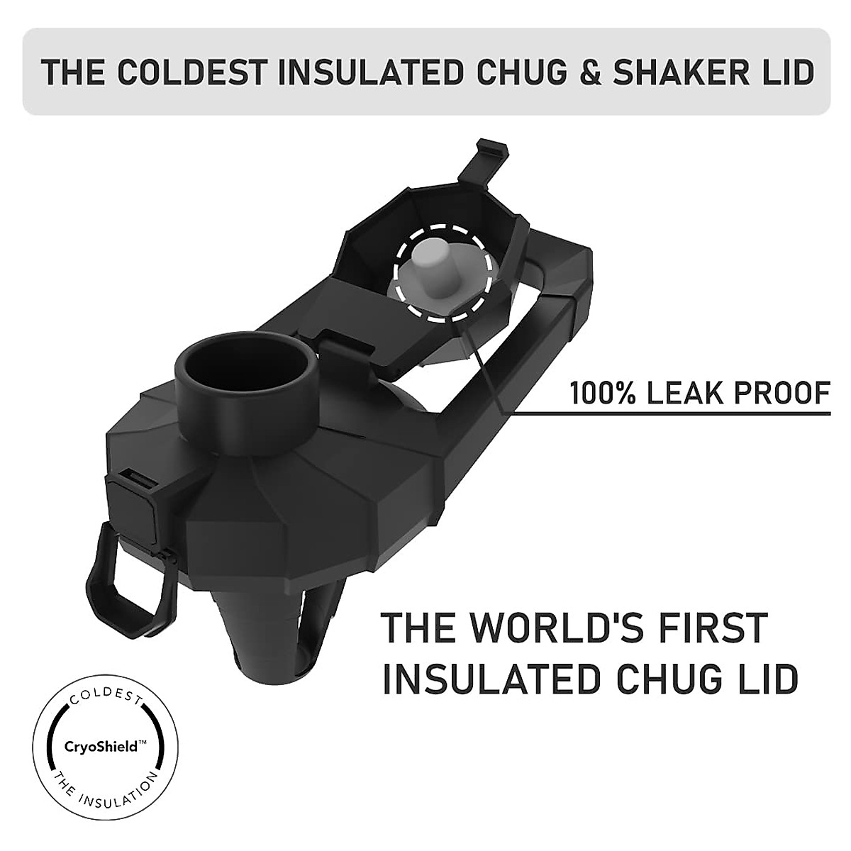 The Coldest Chug Lid and Shaker Lid for Wide Mouth Bottles for Protein Shakes, Healthy Shakes, Gym Lid (Epic White, Wide Mouth)