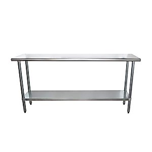 Express KitchQuip NSF Certified Heavy Duty Stainless Steel Prep Table for Home & Commercial Use with Galvanized Shelf, Legs, & Optional Wheels