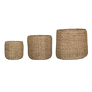 Bloomingville Round Seagrass Baskets, Set of 3, Natural