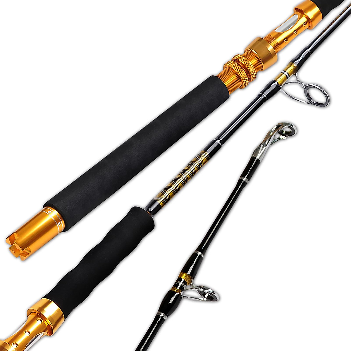 Fiblink Saltwater Jigging Spinning Rod 1-Piece Heavy Jig Fishing Rod (30-50lb/50-80lb/80-120lb, 5-Feet 6-Inch) (80-120lbs)
