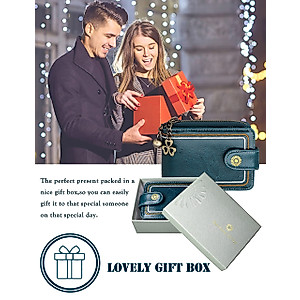 IamaCos Women Credit Card Wallet Bifold Artificial Leather Wallets RFID Blocking Zipper Card Holder 9 Card Slots 4 ID Windows Cute Pendant Blue