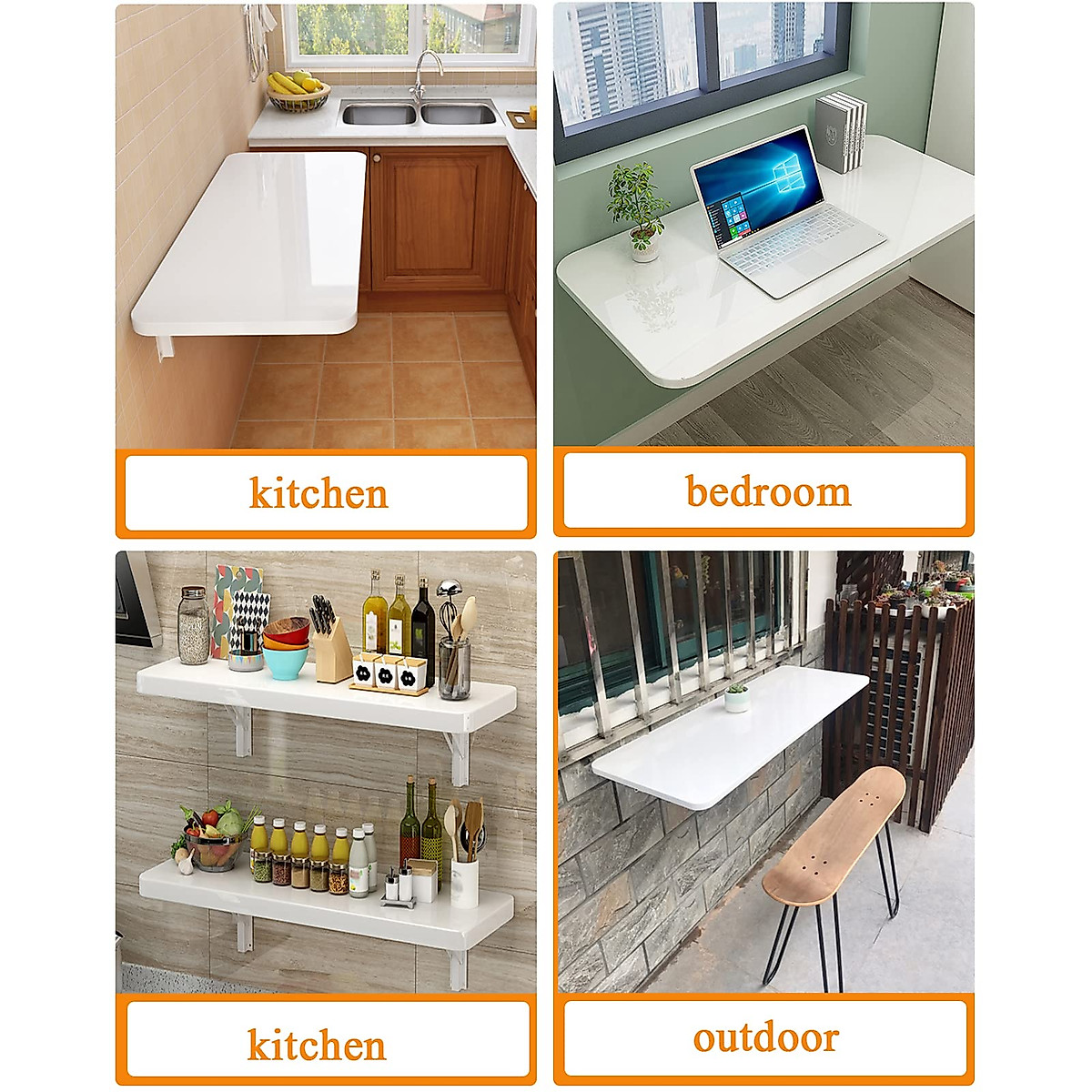 CYGJSYEA Laundry Folding Table - Wooden Wall-Mounted with Heavy-Duty Bracket, Stable and Durable for Kitchen, Laundry Room & Restaurant Use - White, (70x40cm/27.5in x 15.7in)