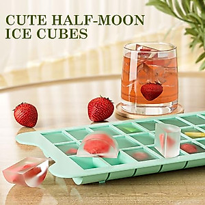 Ice Cube Tray for Freezer with Bin: Easy Release Ice Cube Maker - 3Pack Stackable Ice Freezing Tray Making Iced Cube - Half-moon Icecube Trays and Icebox with Lid
