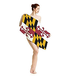 oFloral Maryland Flag Hand Towels Cotton Washcloths,American State Patriotic Flag Comfortable Super-Absorbent Soft Towels for Bathroom Beach Kitchen Spa Gym Yoga Face Towel 15X30 Inch