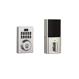 Kwikset 99140-019 SmartCode 914 Modern Contemporary Smart Lock Keypad Electronic Deadbolt With SmartKey Security and Z-Wave Plus, Satin Nickel