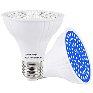 Blue LED Spa Light Bulb 120v 15W 1500 Lumen Endless Dark Ocean Blue Par20 Swimming Spa Bulb for Pentair and Hayward Spa System E26 Base