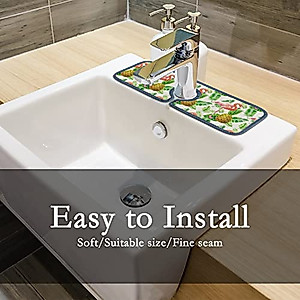 Kitchen Faucet Absorbent Mat 3 Pieces Watercolor Flamingo Pineapple Faucet Sink Splash Guard Bathroom Counter and RV,Faucet Counter Sink Water Stains Preventer