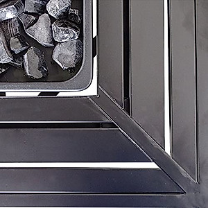 Endless Summer 30 Inch Square 30,000 BTU LP Gas Outdoor Fire Pit Table with Steel Mantel, Slate Finish, Black Fire Glass, and Protective Cover, Black