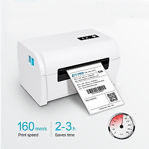 with U Disk (Driver.Software, Video are in U Disk) Label Maker Printer Thermal Barcode Shipping Printer Bluetooth and USB 110mm 4X6 Shipping Sticker Label Printer 4 inch (USB+Bluetooth Port)