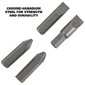 GreatNeck IMB4 4-Piece Impact Bit Set, Slotted Screwdriver Bits, Phillips Head Screwdriver Bit Set, Chrome Vanadium Steel