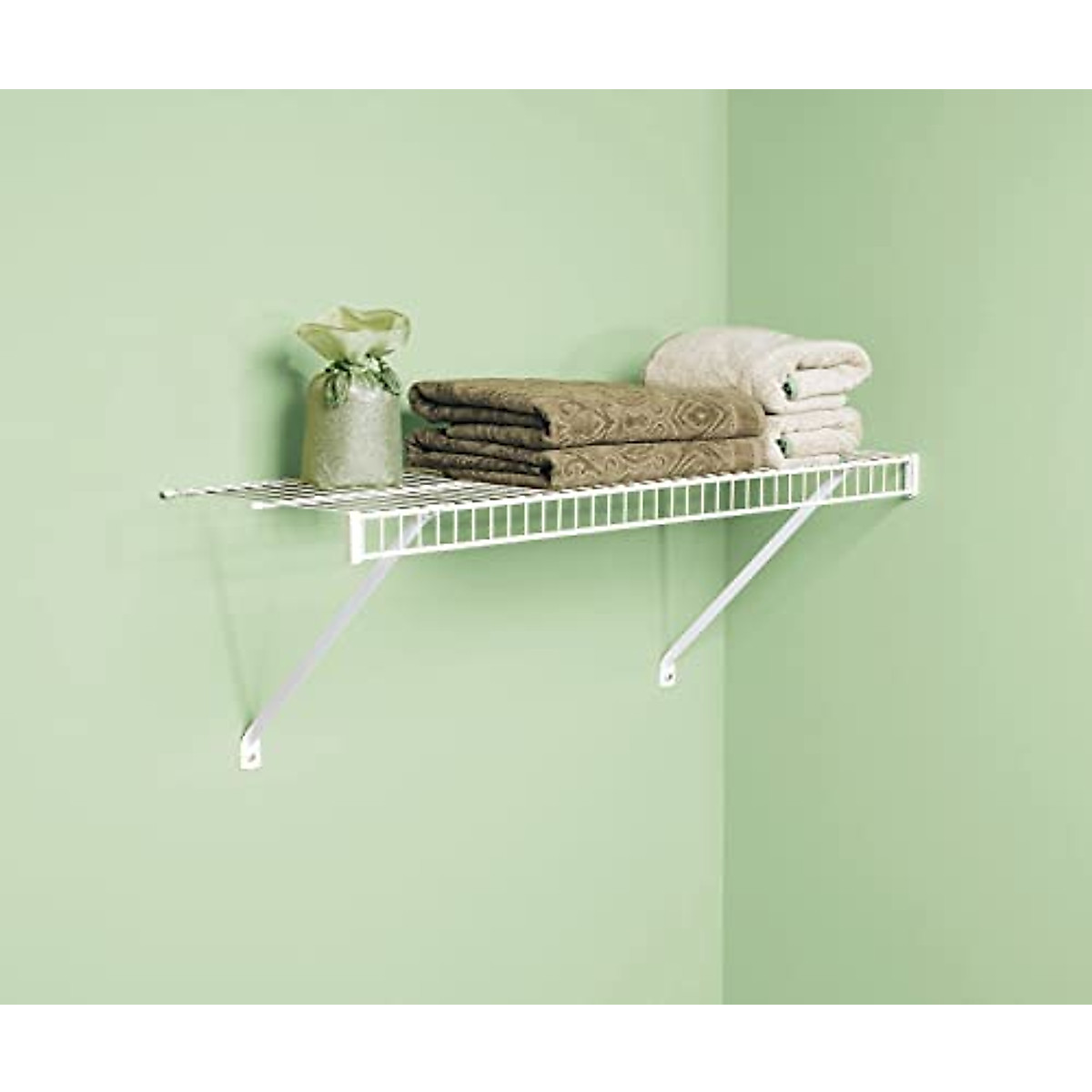 Rubbermaid Linen Closet Shelf Kit, 3-Feet, White, Wire Shelving System for Laundry Rooms, Linen Closets or Basements (Pack of 2)