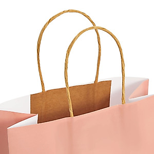 Juvale Medium Blush Pink Gift Bags with Handles for Wedding, Bridal Shower (8 x 10 in, 15 Pack)