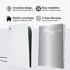 FLOATING GRIP Wall Mount Compatible with PS5 – Disk/Digital Edition (Bundle: Fits PS5 + 2X Controllers, White)