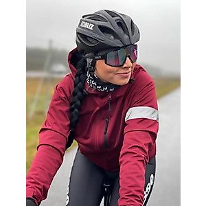Wulibike Cycling Jackets for Womens Running Jacket Winter Thermal Reflective Hoodie Windproof Coat With 6 Pockets