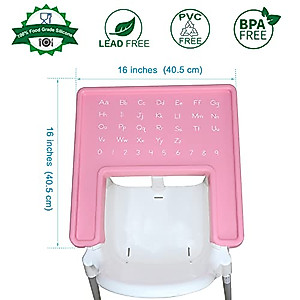 Placemat for Antilop Baby High Chair, Full Cover Silicone Mat for Babies High Chair Tray Accessories, Reusable Finger Food Place Mats for Infants Babies Girls Feeding, BPA Free Dishwasher Safe (Pink)