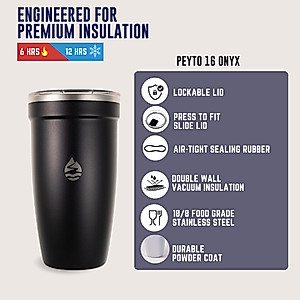 Personalized Photo Engraved Engraved Insulated Tumbler, Name Engraved Tumbler 16 oz. Stainless-Steel Travel Mug with Slide Lid, Custom Design Christmas Gift (Peyto 16) (Onyx)