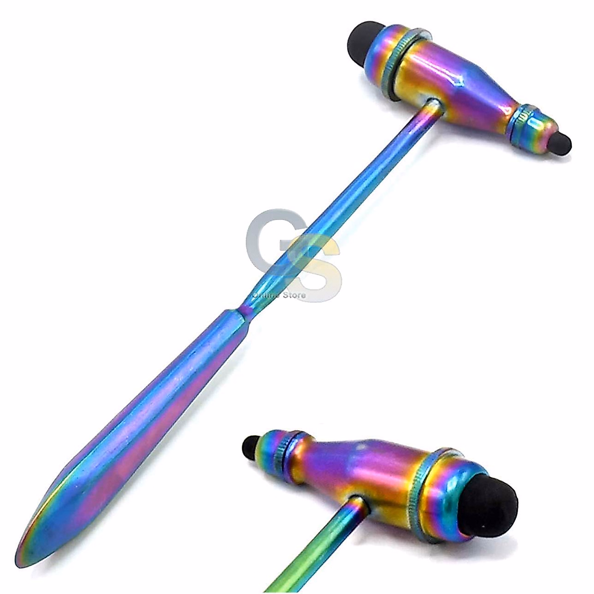Tromner Neurological Reflex Hammer with Pointed Tip Handle for Cutaneous and Superficial Responses - Free-parts-for-life & - Multi Titanium Rainbow Color by G.S Online Store