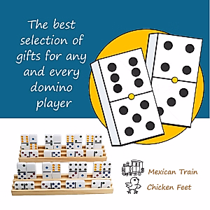 Exqline Wooden Domino Racks Set of 8 Premium Domino Trays Holders Organizer for Mexican Train Chickenfoot and Other Domino Games - Dominoes NOT Included