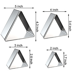 Equilateral Triangle Cookie Cutter Set Large - 5 Inch, 4 Inch, 3 Inch, 2 Inch - Geometric Cookie Cutters Shapes Molds - Stainless Steel