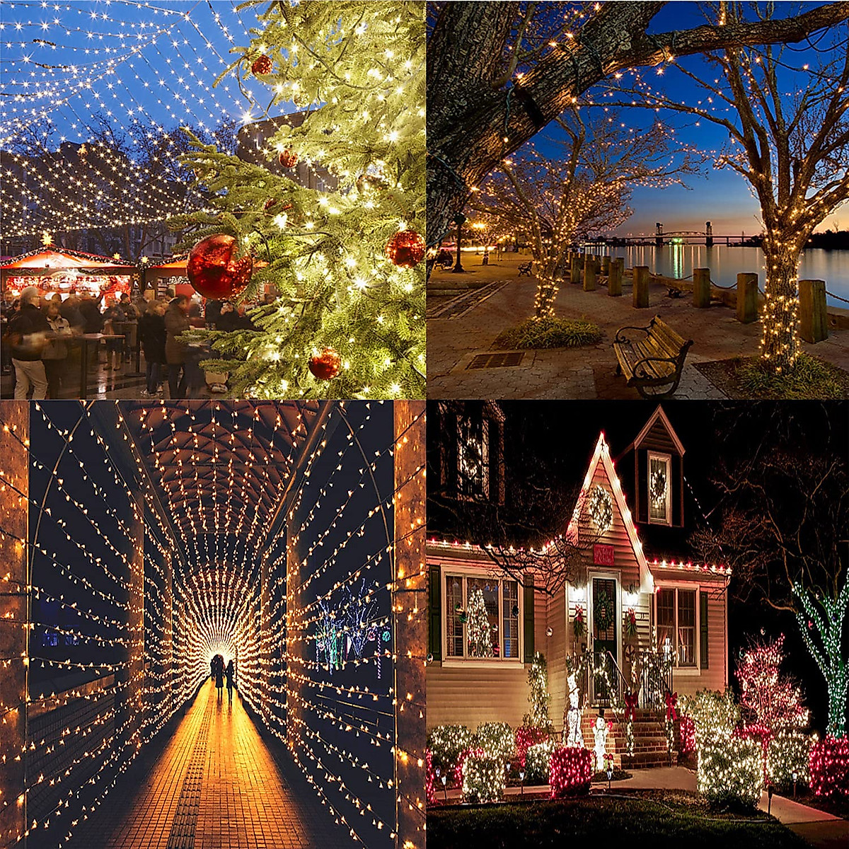 XJOYOTU 2 Pack Solar String Lights, Warm White 8 Lighting Modes, Waterproof Solar String Lights Outdoor Powered Patio Lights for Garden Yard Party, Decoration (4 Style)