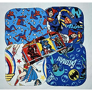 2 Ply Printed Flannel 8x8 Inches Little Wipes Set of 5 Favorite Superhero Characters
