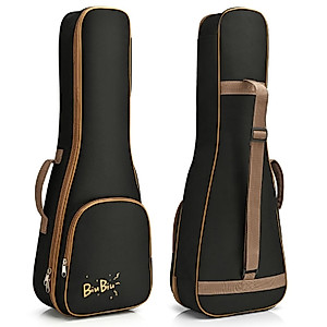 Flexzion Ukulele Gig Bag - Uke Backpack Storage Soft Case Waterproof w/Carrying Handle, Pocket & Adjustable Shoulder Strap, Music Accessories for Concert Tour Travel, Black, 26 in., Tenor