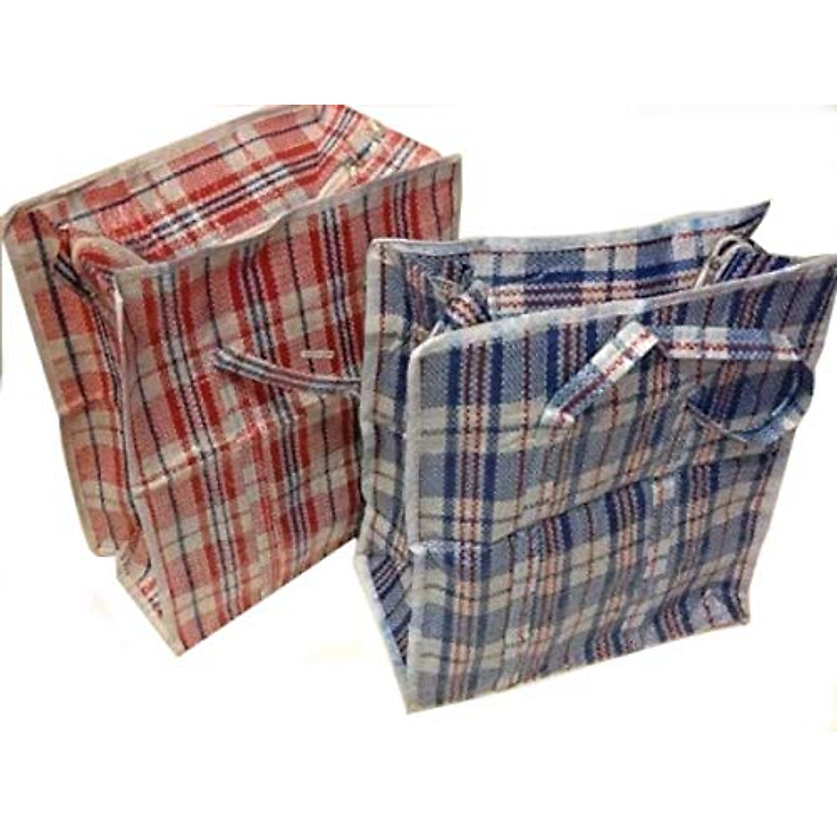 SET OF 4- JUMBO PLASTIC 29" X 20" X 11.5" STORAGE LAUNDRY SHOPPING BAGS W. ZIPPER + HANDLES