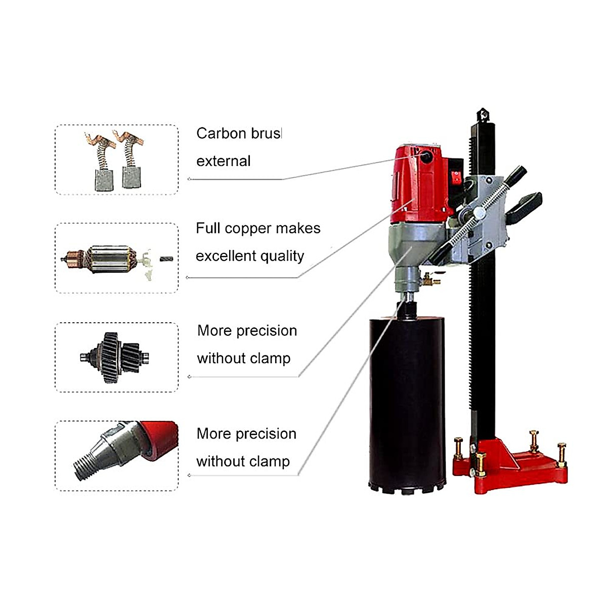 ATO Core Drill Machine, 3200W 110V Core Drill Rig, Concrete Diamond Core Drilling Machine, Wet Dry Concrete Brick Block Drilling Machine (Maximum Coring Diameter: 6.5"/165MM)