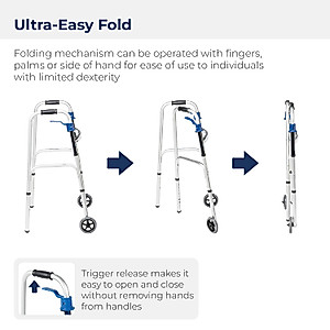 Drive Medical 10226-1 Trigger Release Folding Walker, Brushed Steel