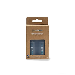Rechargeable C Batteries with USB Charger by Pale Blue, Lithium Ion 1.5v 2800 mAh, Charges Under 1 Hour, Over 1000 Cycles, 2-in-1 USB to Micro USB Charging Cable, LED Charge Indicator, 4-Pack