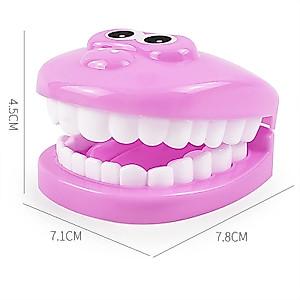YOUYA DENTAL Dental Early Education Brushing Toys, 9Pcs/Set Children Role Play Toys Crocodile Early Education Cartoon Tooth Brushing Model Preschool Education Toy Dentist Game for Kids Classroom Pink