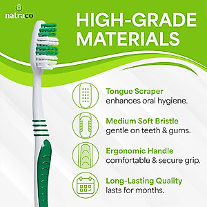 natraco Bulk Toothbrush Pack with Covers | Premium Quality Individually Wrapped Colorful Tooth Brushes | Medium Soft Bristles for Travel, Donations, Hotels (100)
