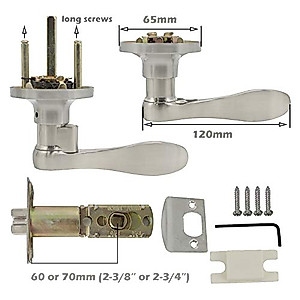 Gobrico Wave Style Euro Lever Handle Passage Door Lock Hall and Closet Leverset Lockset,Satin Nickel Finish,Keyless Non Locking,1Pack