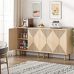 LITTLE TREE Sideboard Buffet Modern Storage Cabinet with Doors Brown