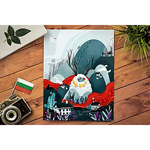 8x10 Scandinavian Art Print Fantasy Yeti Print Miyazaki Anime Design Whimsical Folk Travel Forest Nature Wildlife Illustrated Animal Print Nordic Art Print Studio Ghibli Design Kids Bedroom Home Decor
