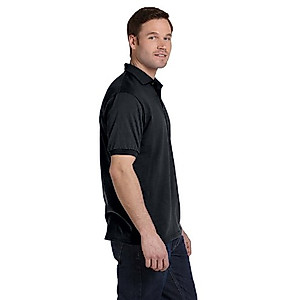 Hanes Men's Cotton-Blend EcoSmart Jersey Polo Black Medium