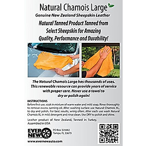 Natural Chamois L (3.5 sq ft.) Large Size by Ever New Automotive Premium New Zealand Sheepskin! for Auto, Boats, RV and Home! Amazing Renewable Resource!