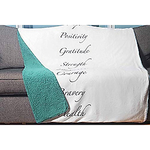 Plant Based Pros Healing Blanket with Inspirational Message of Love Hope Happiness Health - Super Soft Throw Blanket is The Perfect Recovery Blanket or Cancer Gift for Men and Women - Teal Blanket