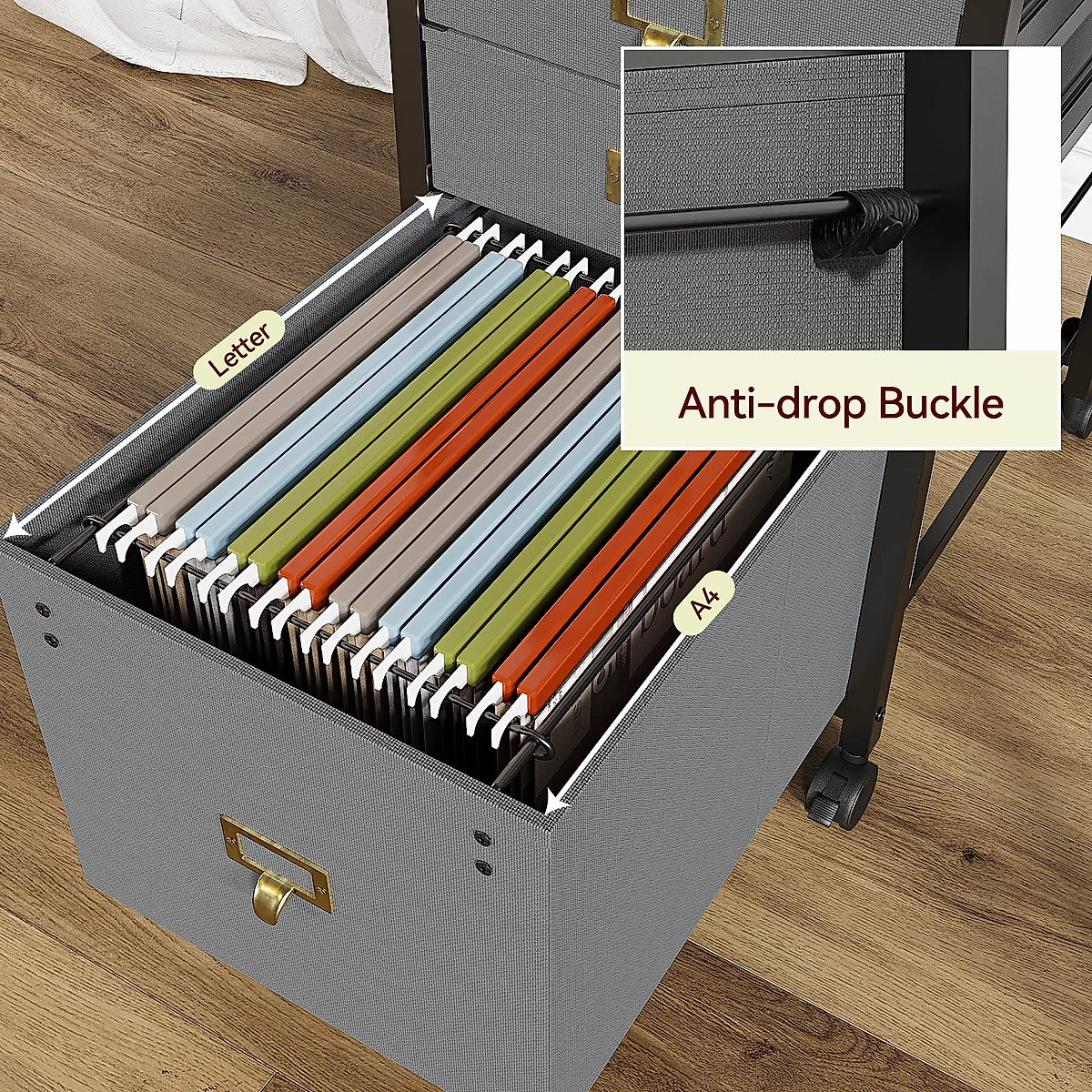 Alkmaar 4 Drawer Vertical Mobile File Cabinet Fits A4 or Letter Size, Rustic Grey