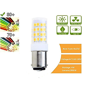 MaoTopCom 4W BA15D LED Corn Light Bulbs- BA15D LED Double Contact Bayonet Base Sewing Machine Bulb 120V Warm White 3000K LED Corn Bulb 40W Halogen Replacement Bulb(4 Pack)