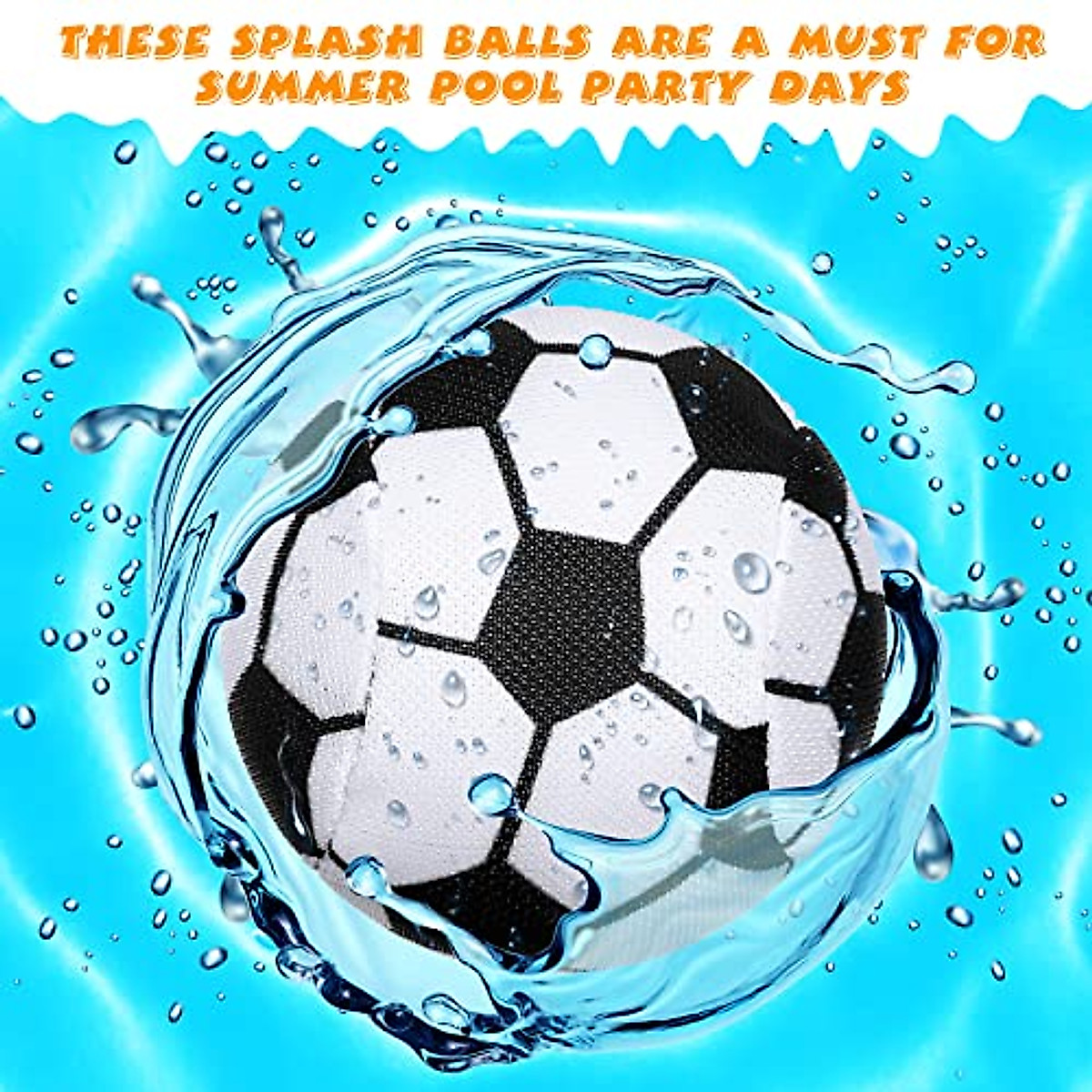 Leyndo 24 Pcs 2 Inch Water Pool Balls Toys Summer Soft Bomb Ball Sport Theme Absorbent Ball for Pool Swimming Beach Soaking Game Kids Party Activities, Baseball Football Soccer Beach Ball