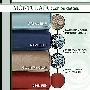 Hanover Montclair 7-Piece Steel Patio Dining Set with 6 Swivel Rockers, Navy Blue Cushions and Stamped Steel 40"x 67" Rectangular Dining Table, Outdoor Dining Set for 6, All Weather Patio Furniture