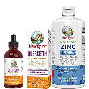 Quercetin Liquid Drops & Zinc Liposomal Bundle by MaryRuth's | Immune Support | Immune Defense | Inflammation Support | Cellular Health | Skin Care Supplement, Vegan, Non-GMO, Gluten Free.