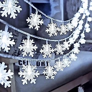 YUDI 60 LED Christmas Lights Decorations - 29.7 Ft Snowflakes Christmas Tree Light Decor Indoor Room,LED Fairy Lights Waterproof for Outdoor Garden Patio Bedroom,Battery Operated