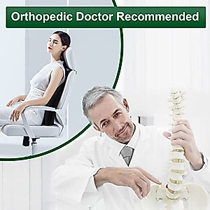 CNAMOY Lumbar Support Pillow Orthopedic Backrest - Memory Foam Back Cushion for Office Chair, Car Seat and Wheelchair to Relieve Back Pain Gifts for Fathers Day Dad Husband Men Birthday Mother