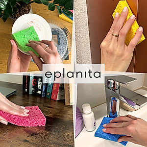 EPLANITA Pop-Up Sponges (10 Pack) Natural Cellulose, Scratch-Free Cleaning for Kitchen & Bathroom, Washing Up, Eco Scrub, DIY Crafts