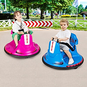 HONEY JOY 12V Bumper Car for Toddlers 1-3, Baby Ride on Bumper Car w/Dual Joysticks, Flashing LED Light & 360 Degree Spin, Electric Vehicle for Kids, Ride on Car w/Remote Control, Gift for Boys Girls