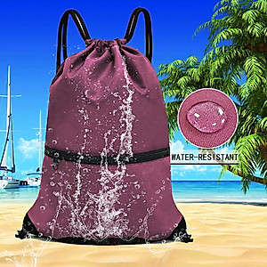 HOLYLUCK Drawstring Backpack Bag Sport Gym Sackpack (burgundy)